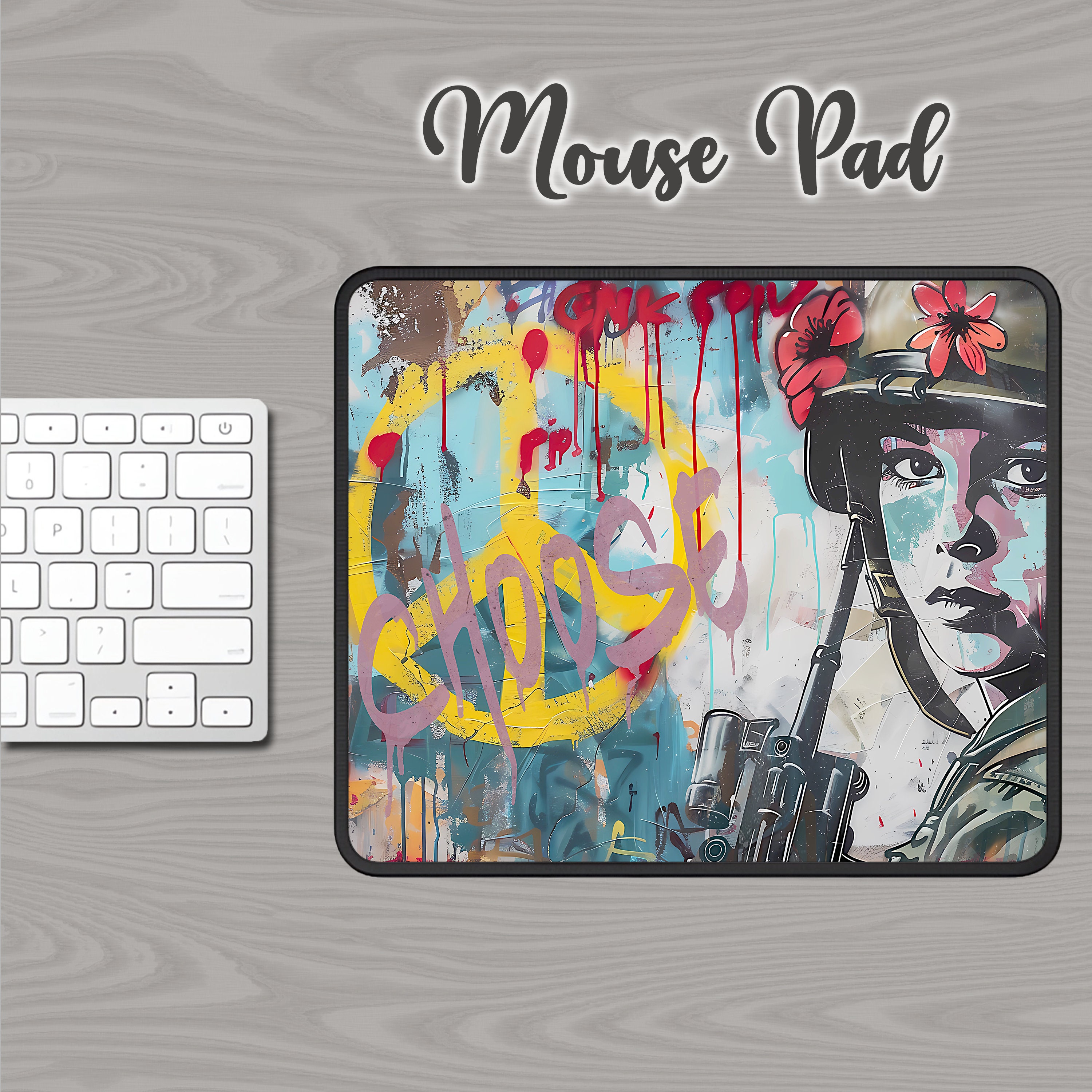 Army Girl Banksy Style Graffiti Desk Mat, Peace and War Gaming Mat ...