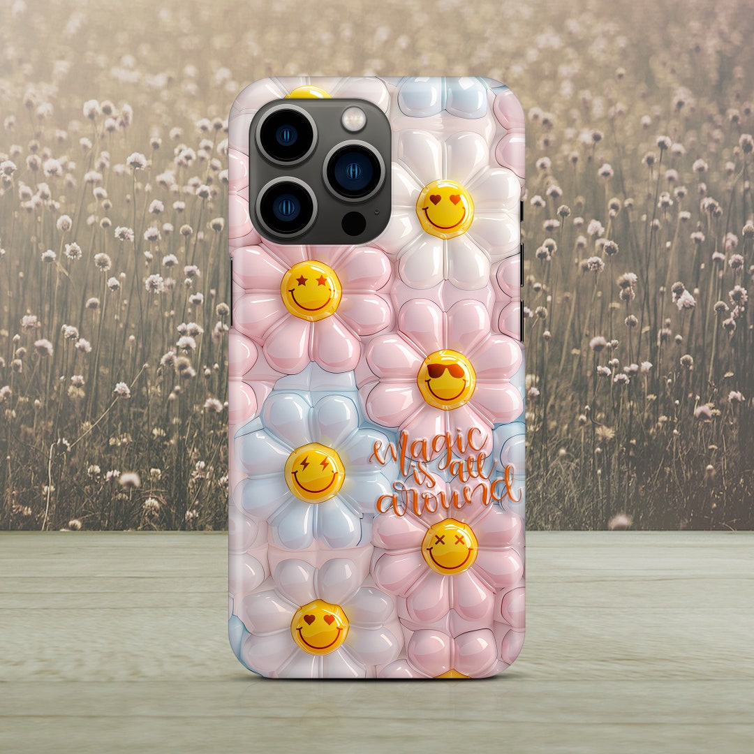 06 Inflated Flower Pattern Smiley Faces Phone Case Magic Daisy Phone ...