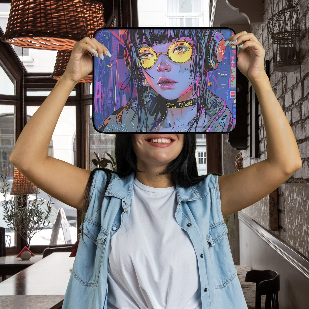 Anime Cyberpunk Gamer Girl Laptop Sleeve,retrowave Neon City Street ...