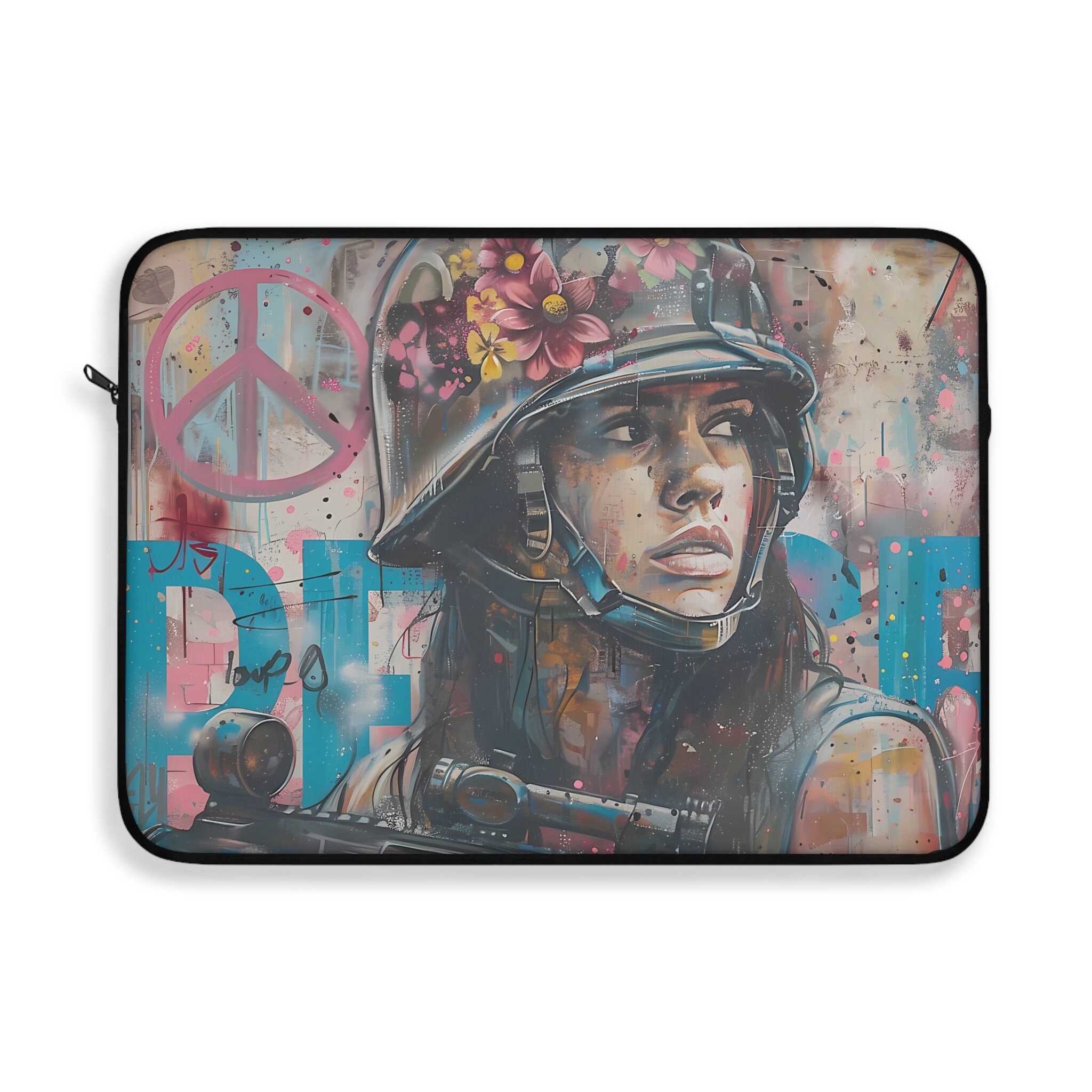 Army Girl Peace and War Banksy Style Graffiti Laptop Sleeve, Soldier on ...