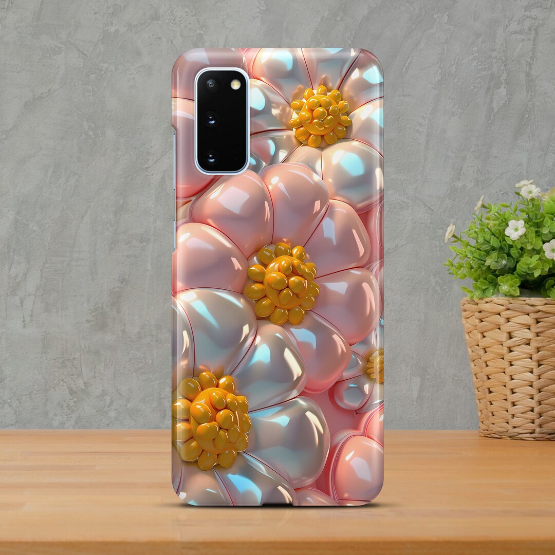 04 3D Inflated Flower Pattern Phone Case Daisy Phone Case Floral Tough ...