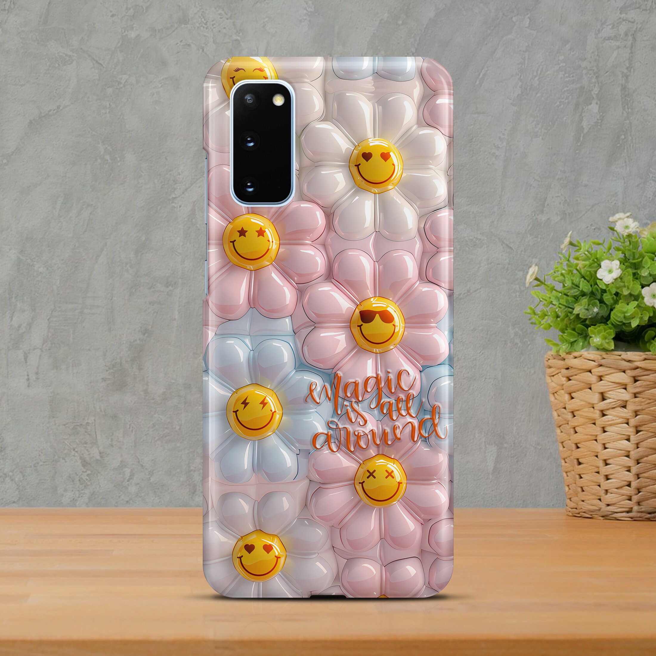 06 Inflated Flower Pattern Smiley Faces Phone Case Magic Daisy Phone ...