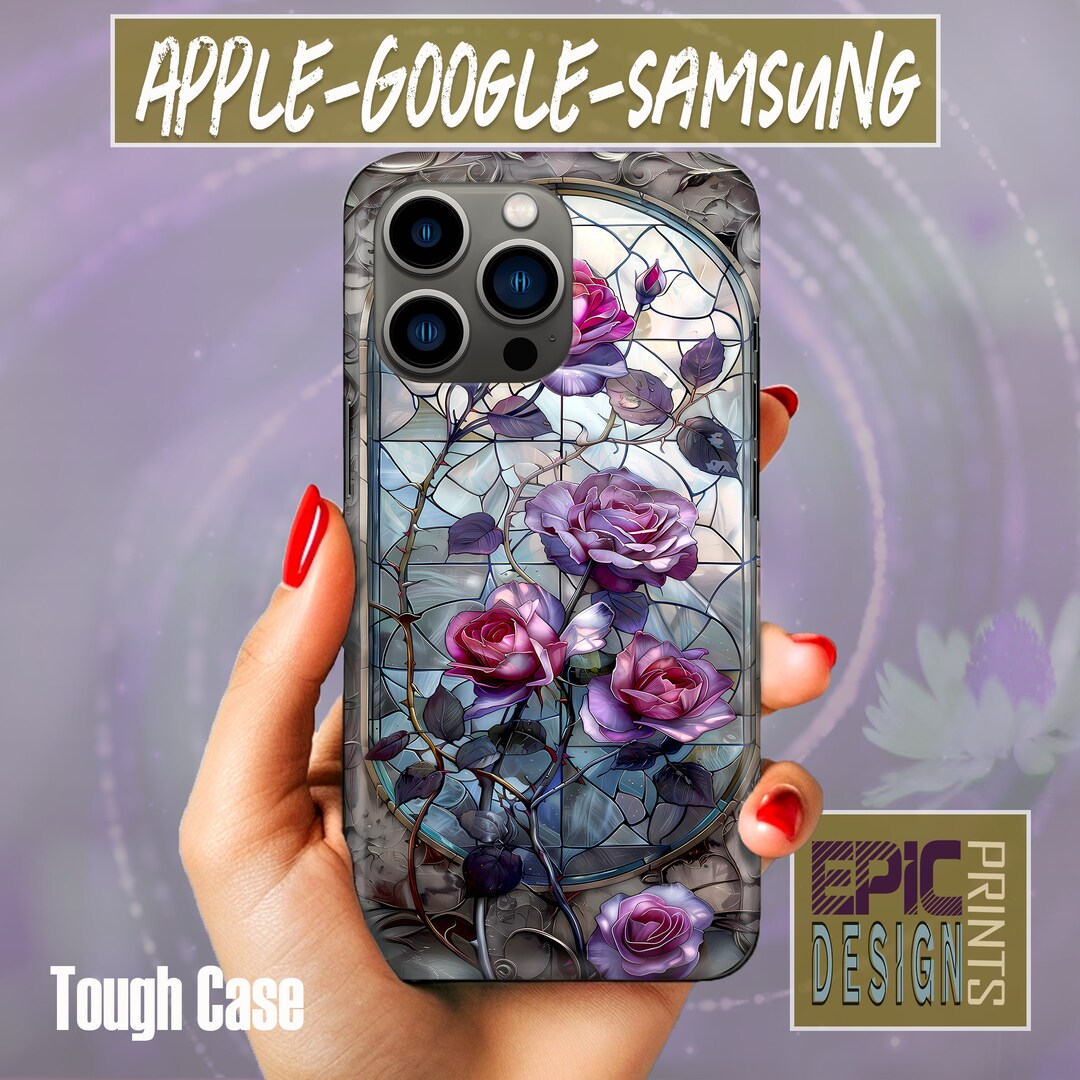 11 Stained Glass Pink Roses Phone Case Enchanted Rose Blossom Phone ...