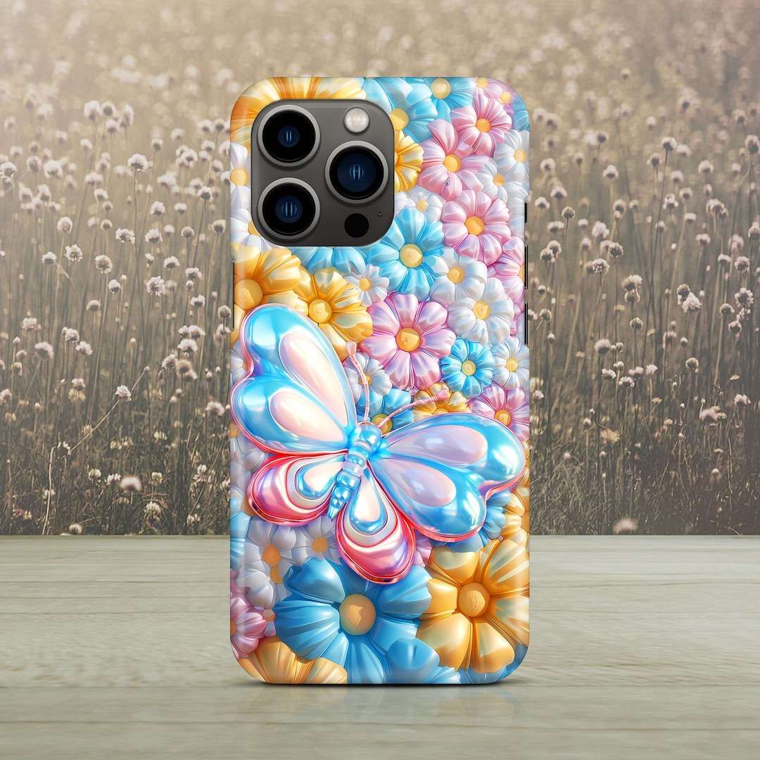 11 3D Inflated Flower Pattern With Butterfly Phone Case Daisy Phone ...