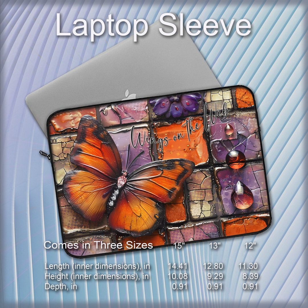 Wings on the Web Butterfly Laptop Sleeve Brightly Colored Orange ...