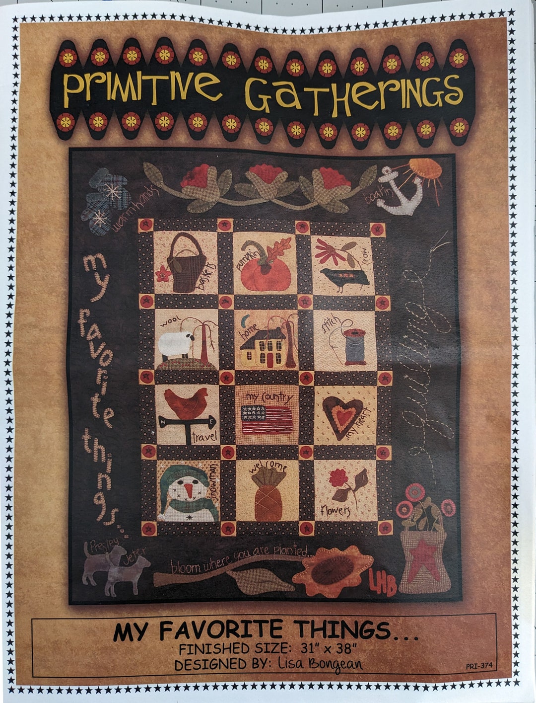 My Favorite Things Small Quilt Kit by Lisa Bongean / Primitive - Etsy UK