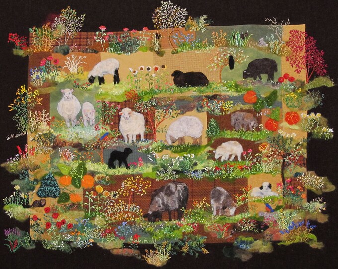 A New Flock of Sheep Wool Needle Felted Quilt/wallhanging Kit by Debora ...