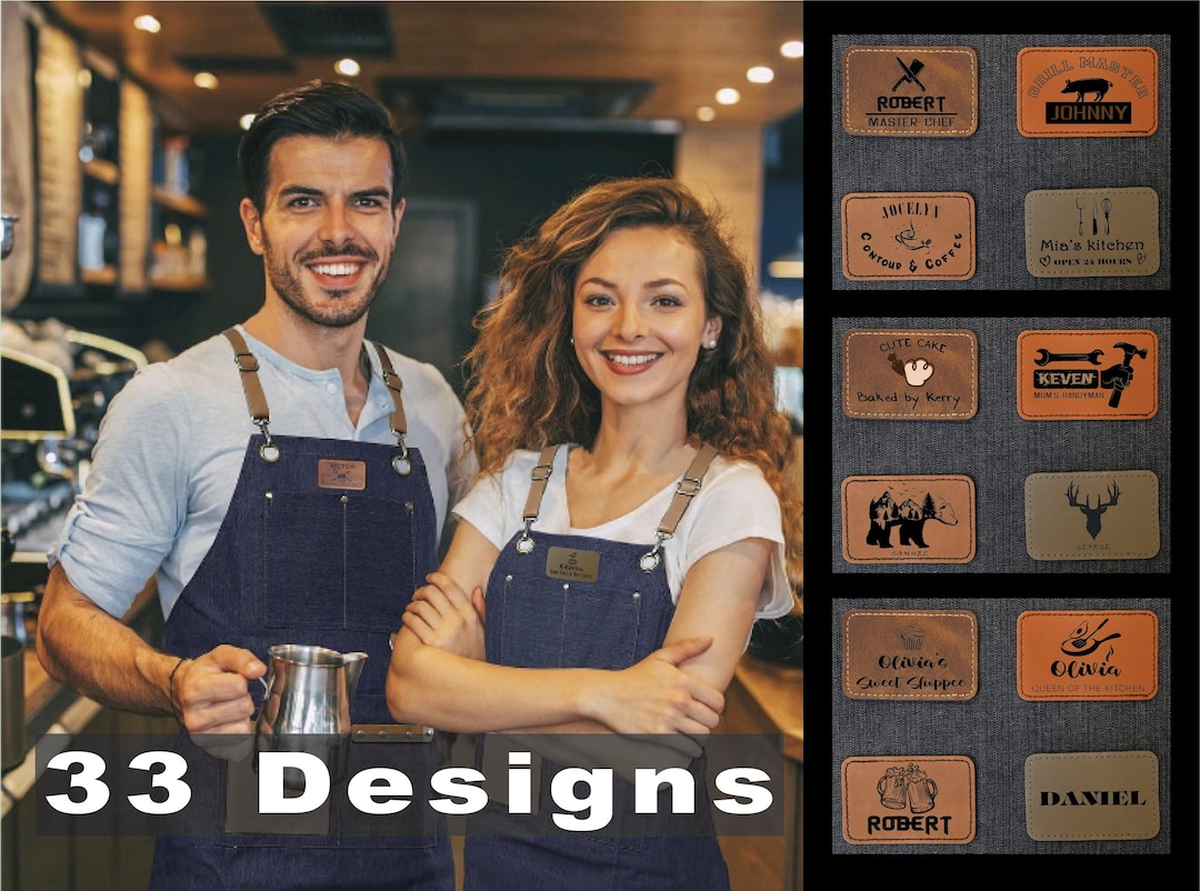 Personalized Denim Jean Apron I Custom Name Leather Straps Jean Apron I ...