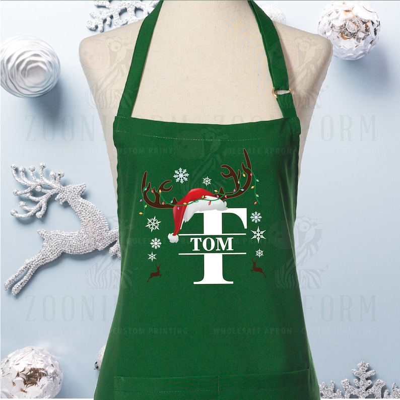 Custom Christmas Apron, Printing Matching Xmas Apron, Red Xmas Apron ...