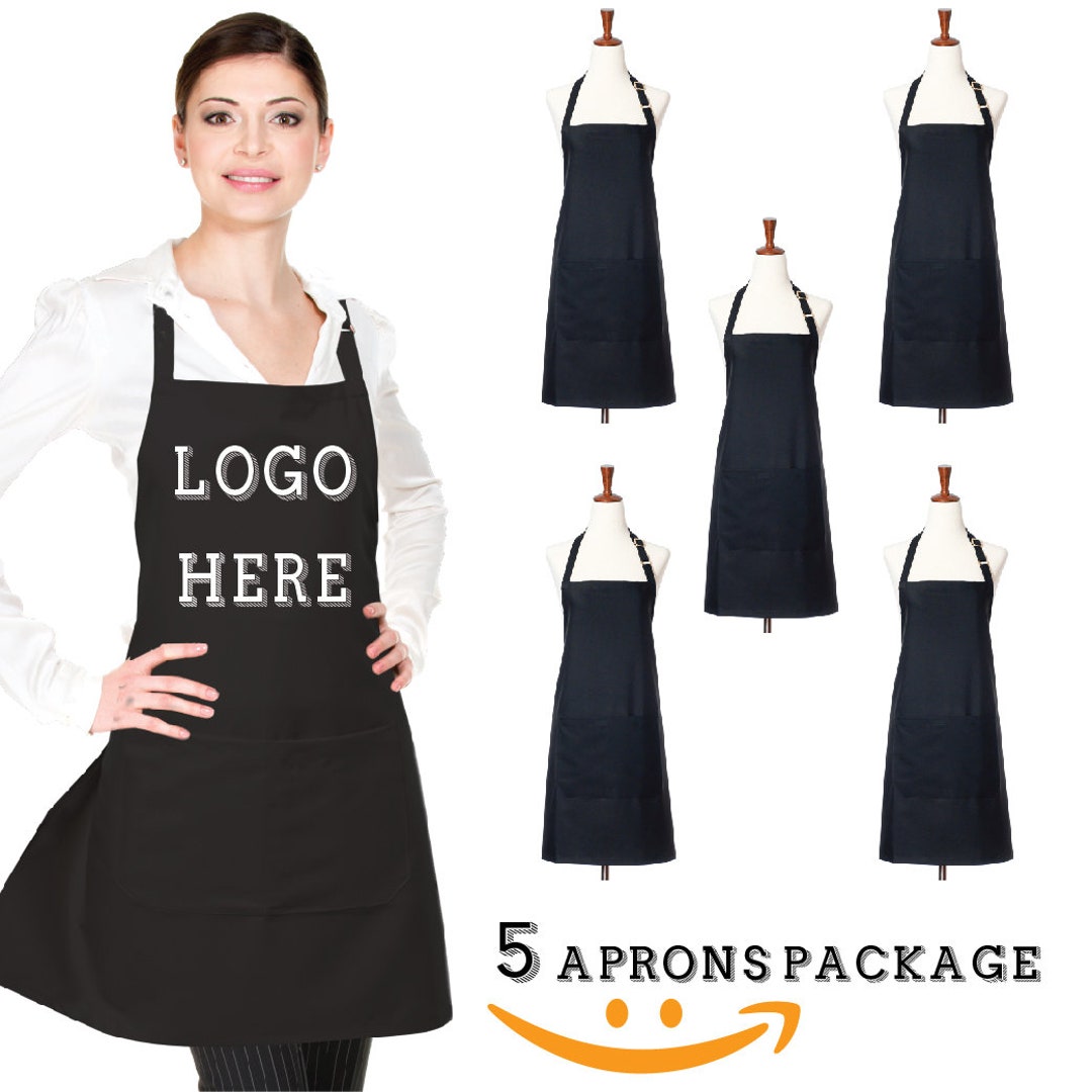 Personalized Logo Apron Package, 5 Company Logo Printing Apron, Apron ...