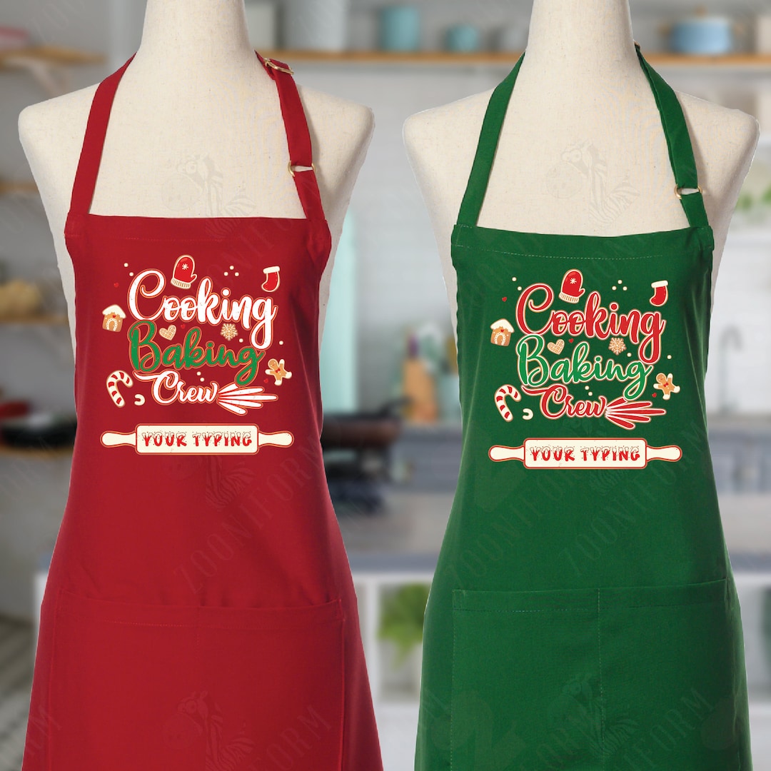 Cooking Baking Crew Apron, Christmas Gift Apron, Personalized Red Apron ...