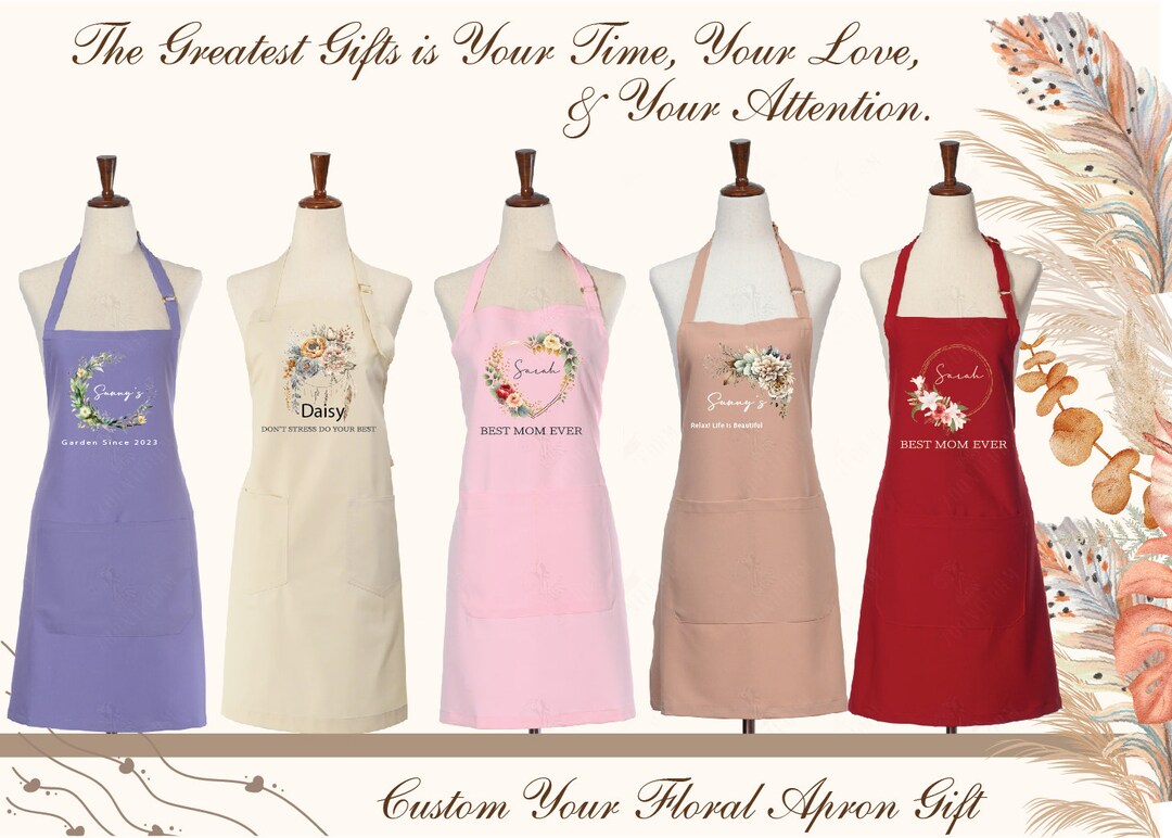 CUSTOM APRONS WOMEN, Monogram Apron, Aprons for Mom, Personalized ...