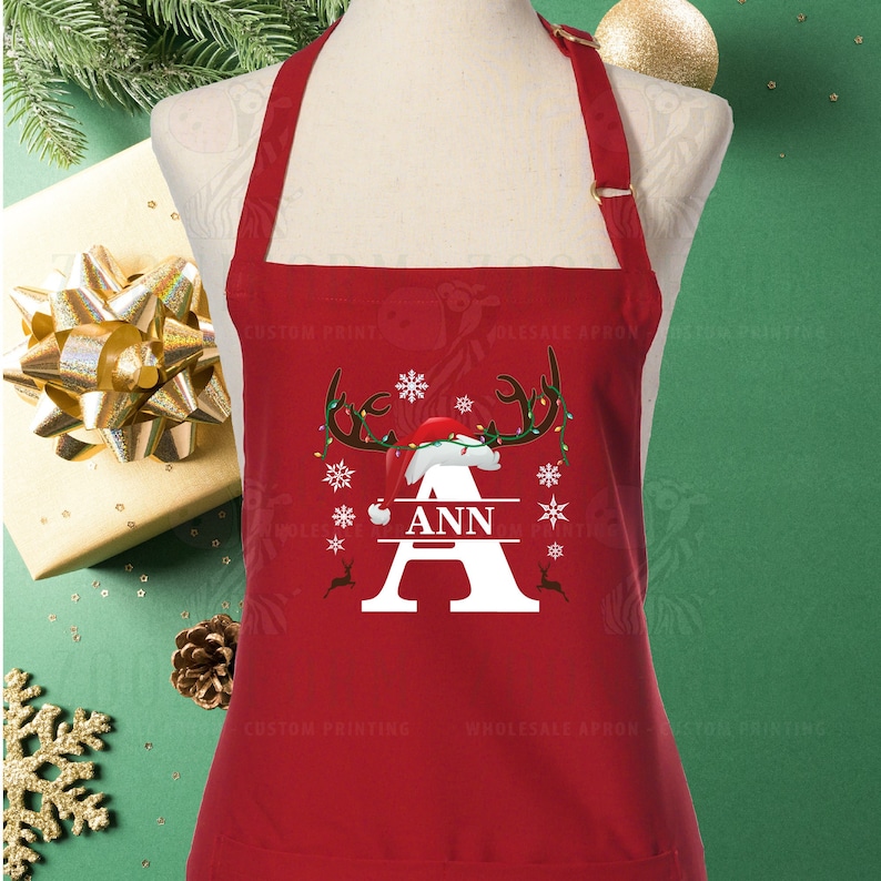 Custom Christmas Apron Printing Matching Xmas Apron Red Xmas - Etsy