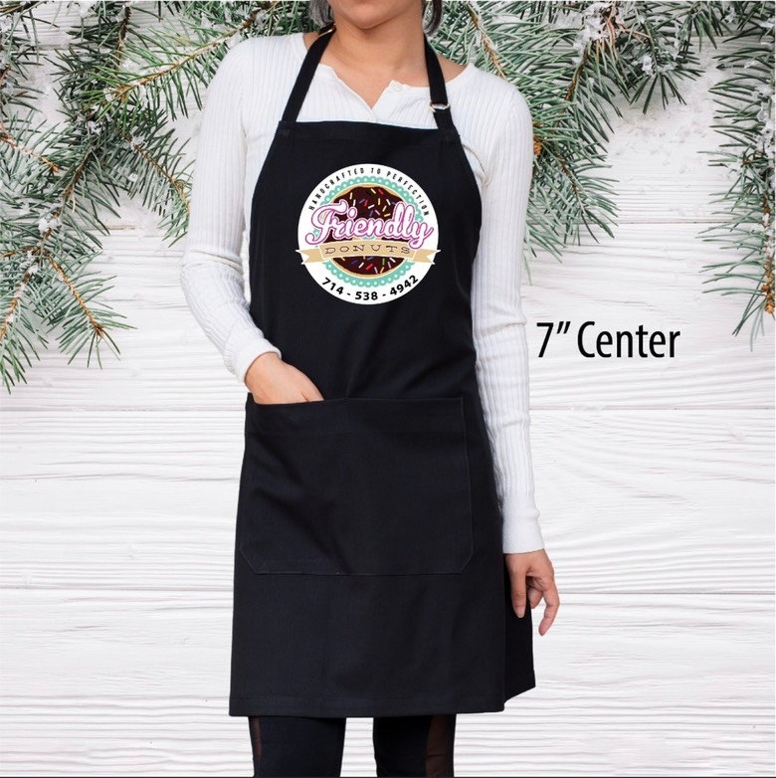 Printed Logo, Name on Apron, Customize Apron, Donut Shop Apron, Bakery ...