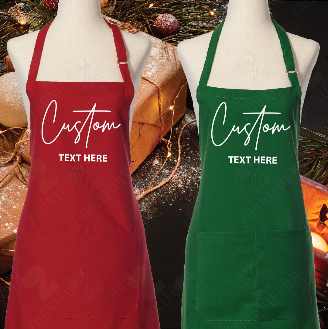 Custom Text Apron, Christmas Gift Apron, Personalized Red Apron ...