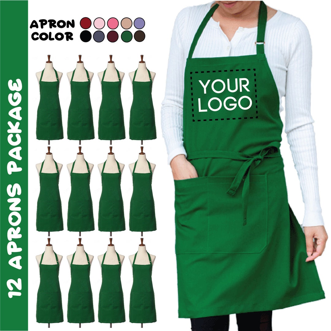 Customize Apron, 12 Pack Bib Apron Unisex Green Aprons, Machine ...