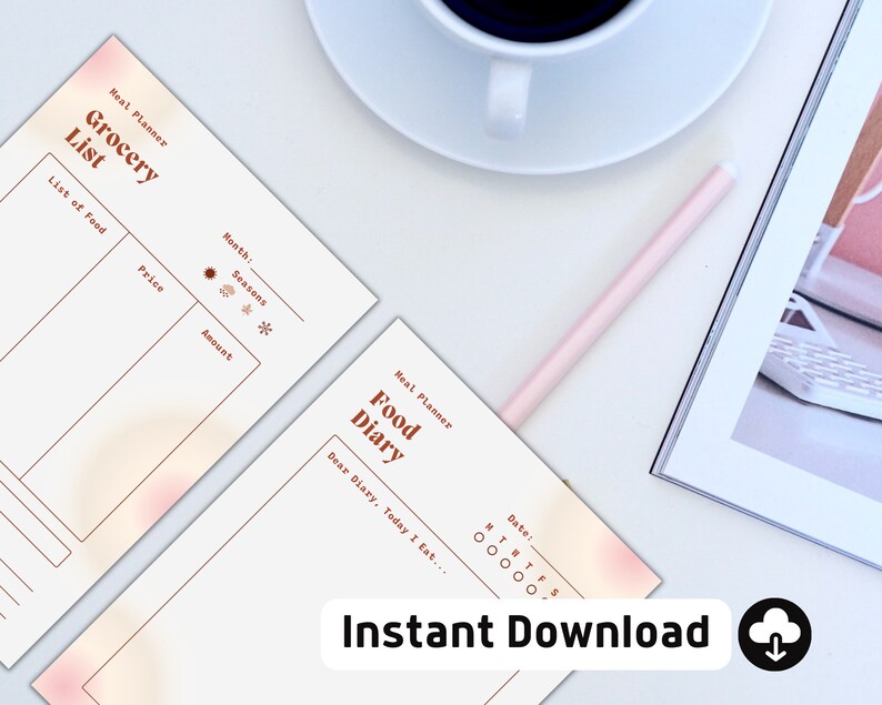 Grocery List Printable Groceries PDF Download Note Checklist - Etsy