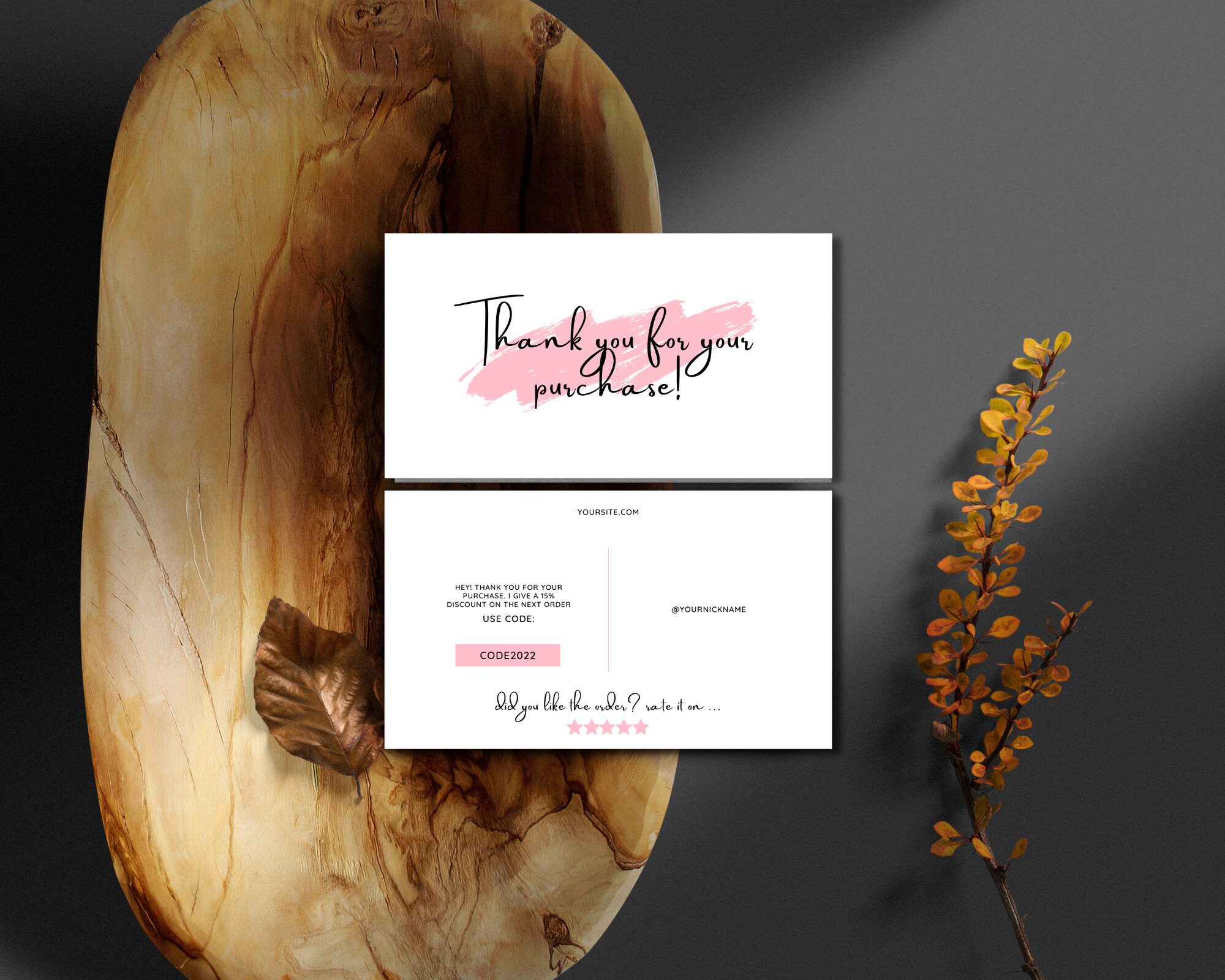 Tarjetas de agradecimiento imprimibles, plantilla comercial, agradecimiento por su compra, nota ...