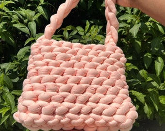 Blue Crochet Hand Bag - Etsy