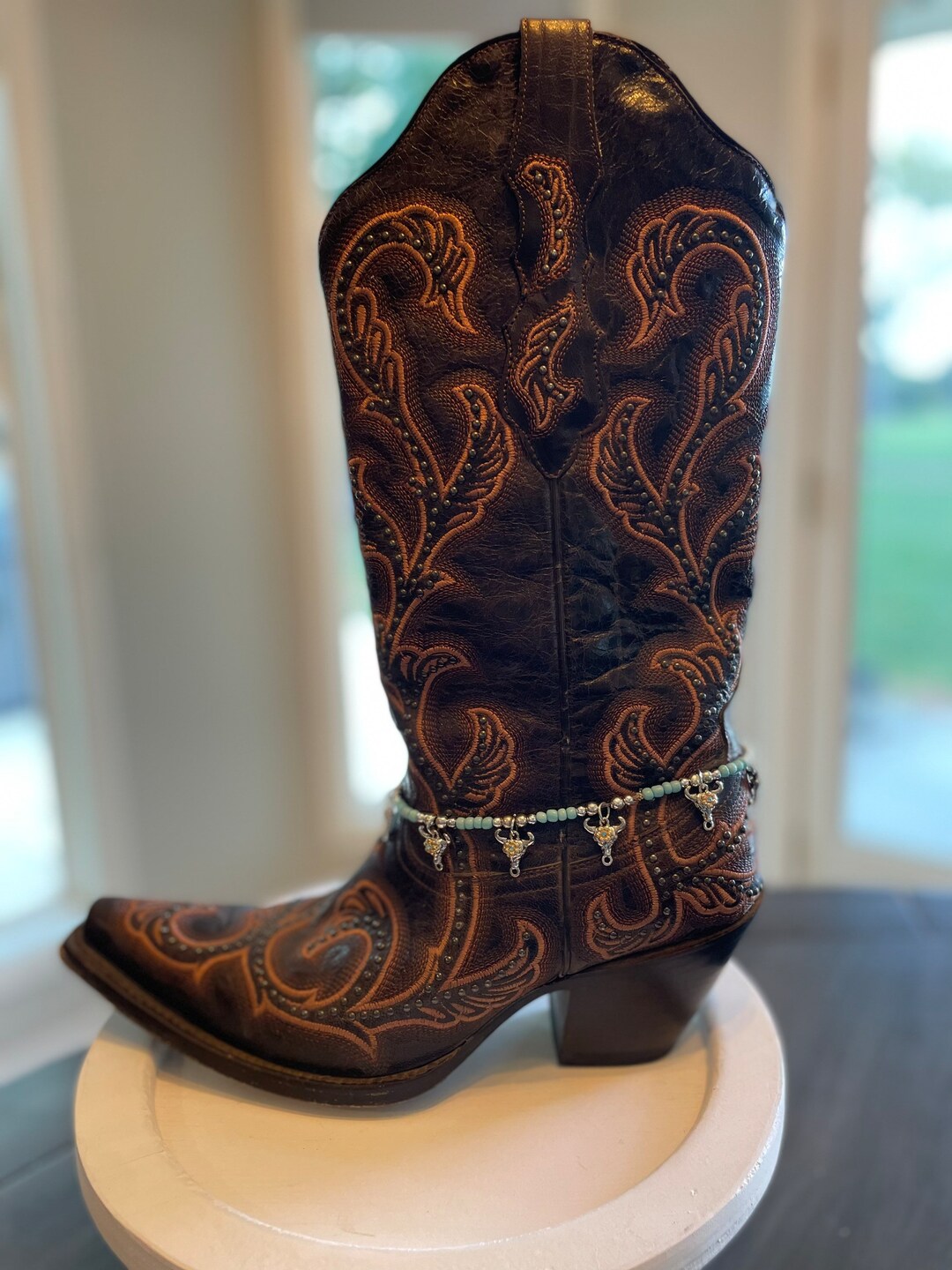 Western, Boho, Cowgirl, Cowboy Boots, Turquoise, Bootlet, Anklet ...