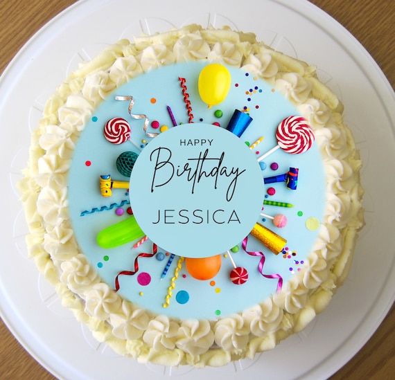 Happy Birthday Custom Edible Precut Cake Topper - Etsy