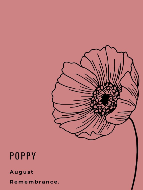 Poppy August Birth Month Flower Digital Download Print - Etsy