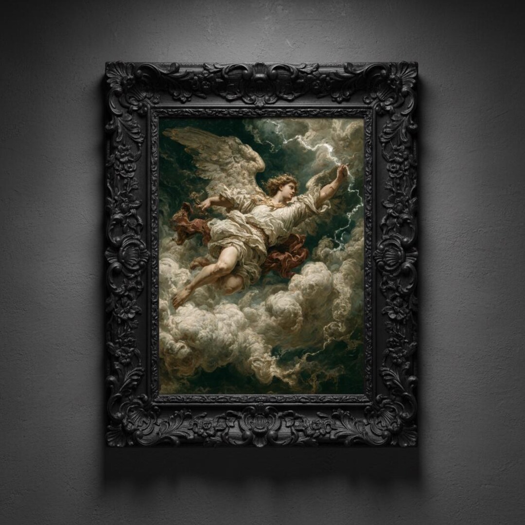 The First Fall Art Print, Fallen Angel Wall Decor, Gothic Fantasy ...