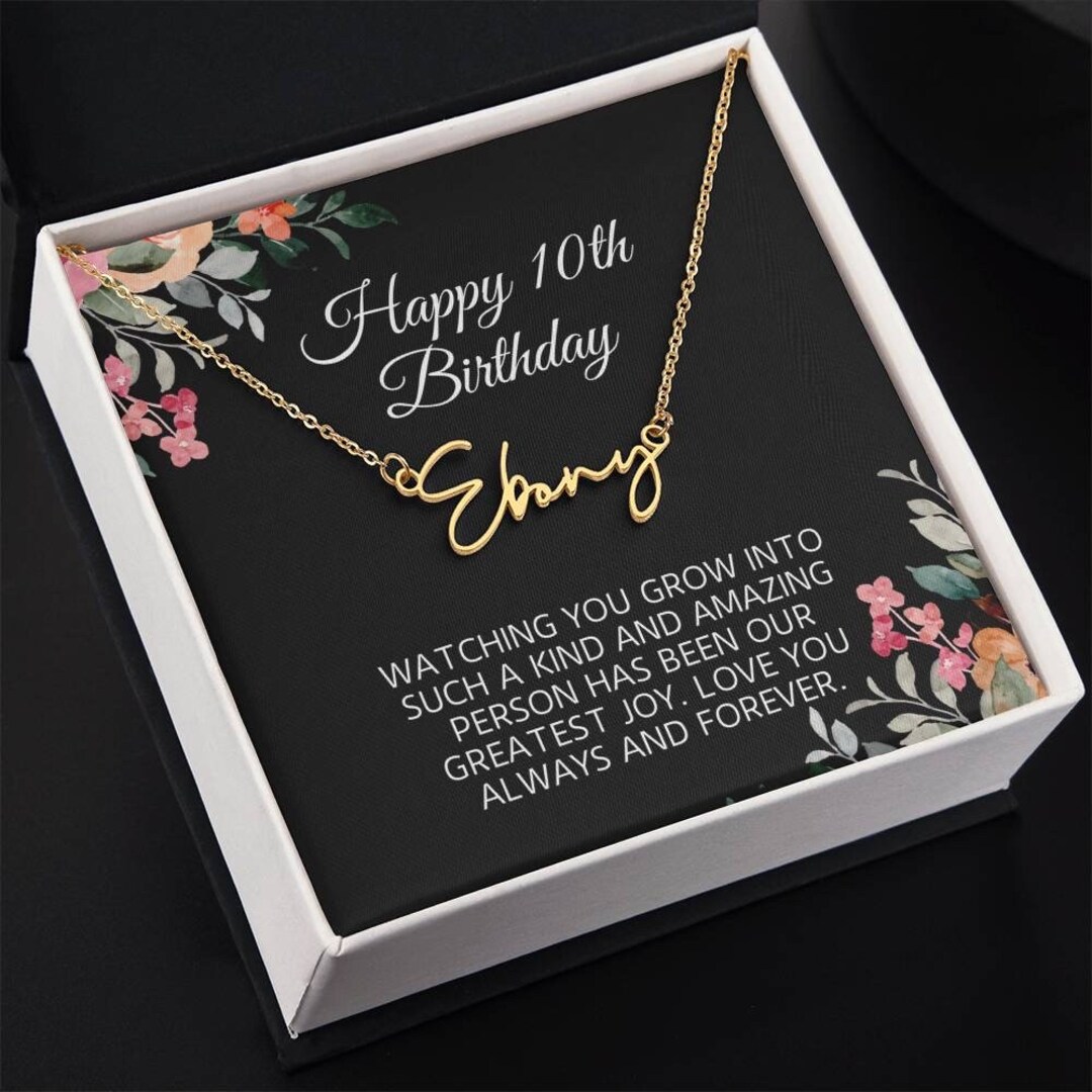 Personalized 10th Birthday Script Name Necklace From Mom Dad Aunt ...