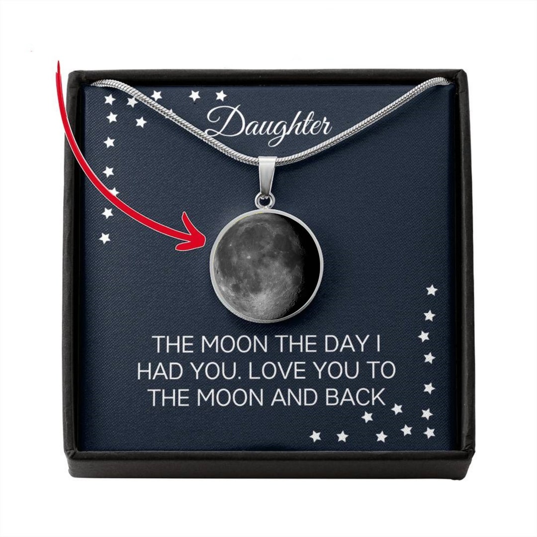 Personalized Daughter Moon Phase Circle Necklace Birth Moon Jewelry ...