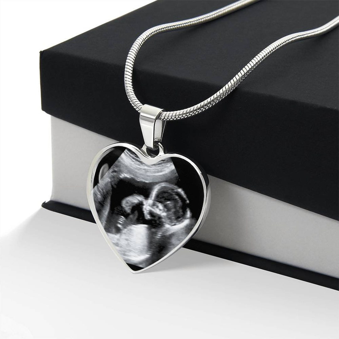 Ultrasound Heart Necklace Sonogram Gift for New Mom Baby Announcement ...