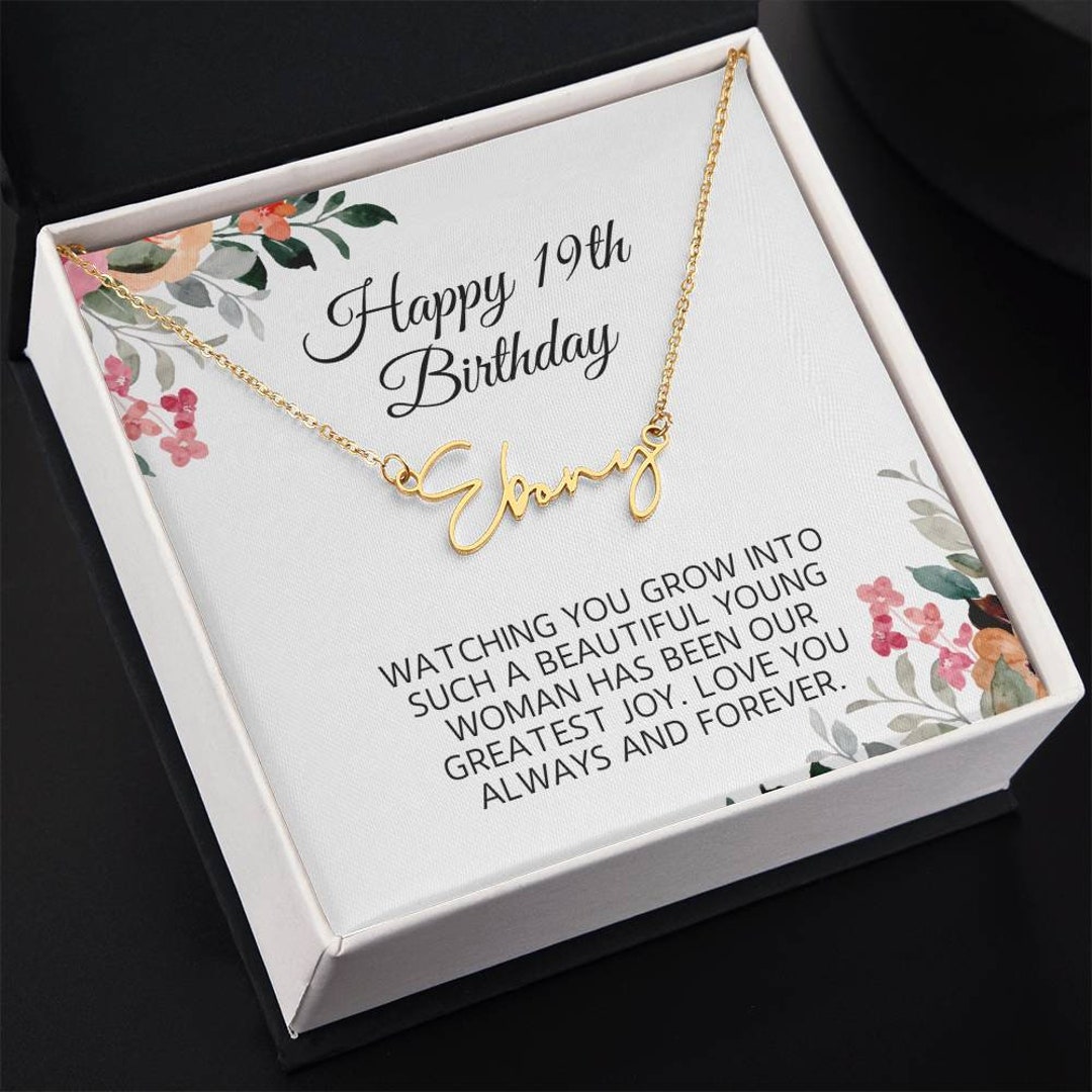Personalized 19th Birthday Script Name Necklace From Mom Dad Custom ...