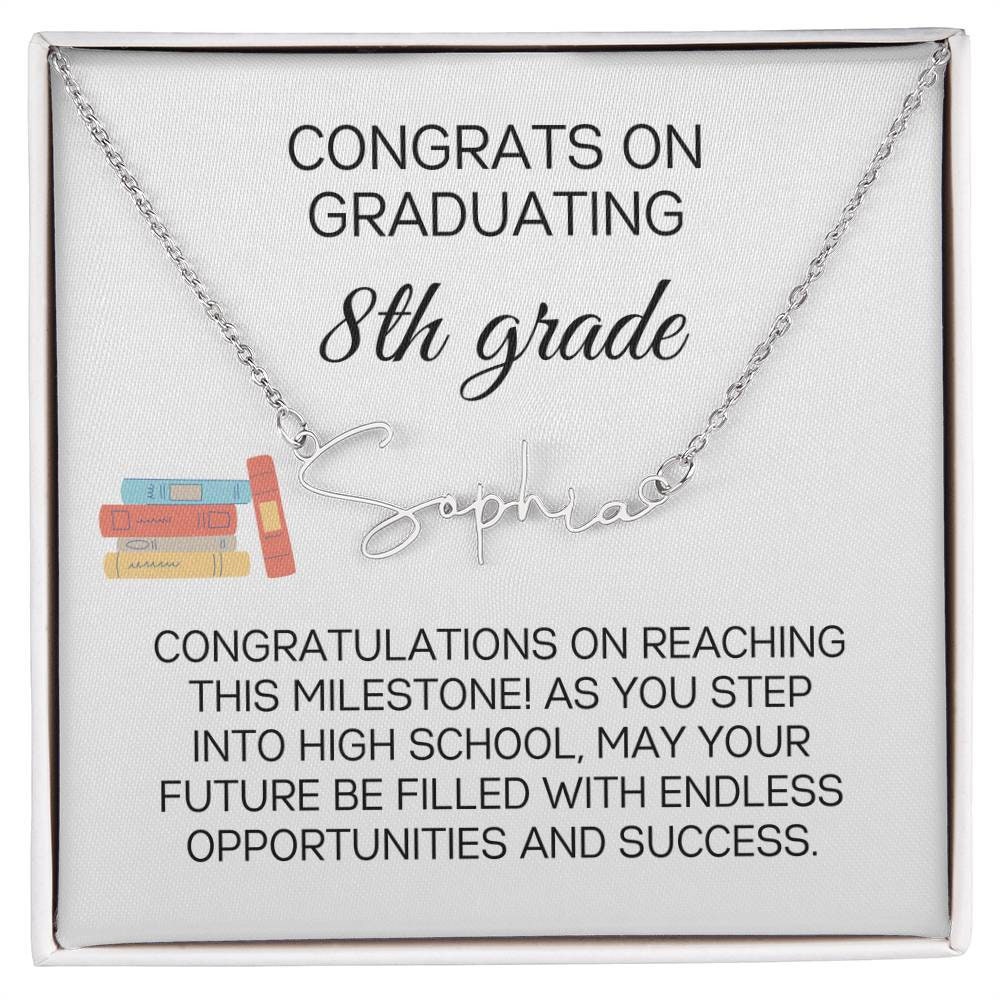 Personalized 8th Grade Graduation Script Name Necklace Custom Name ...