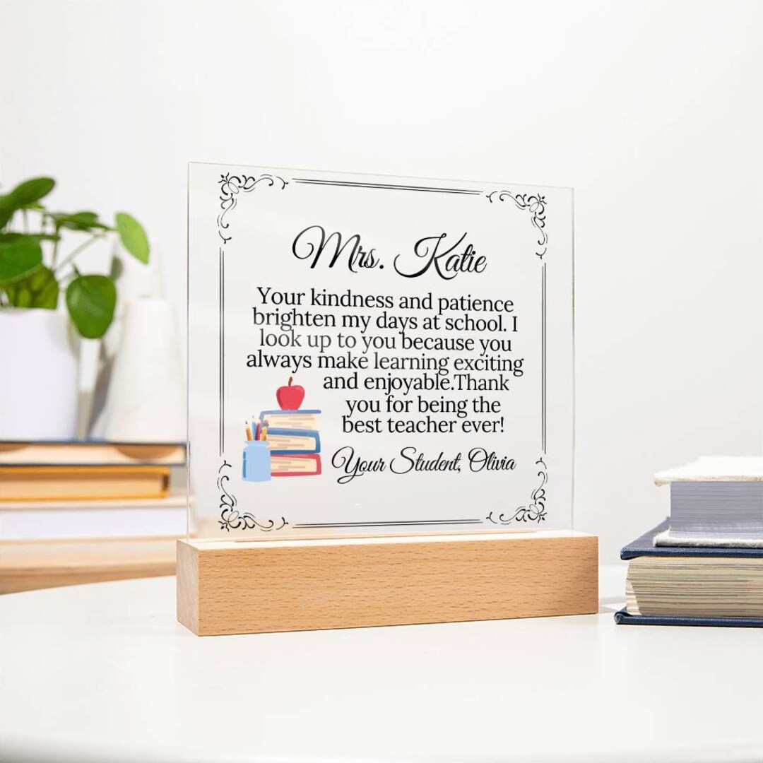 Personalized Teacher Acrylic Square Plaque Gift From Student ...