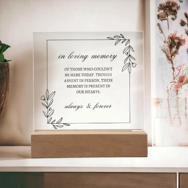In Loving Memory Wedding Sign Acrylic Square Plaque 6.5" X 6.5" Table ...