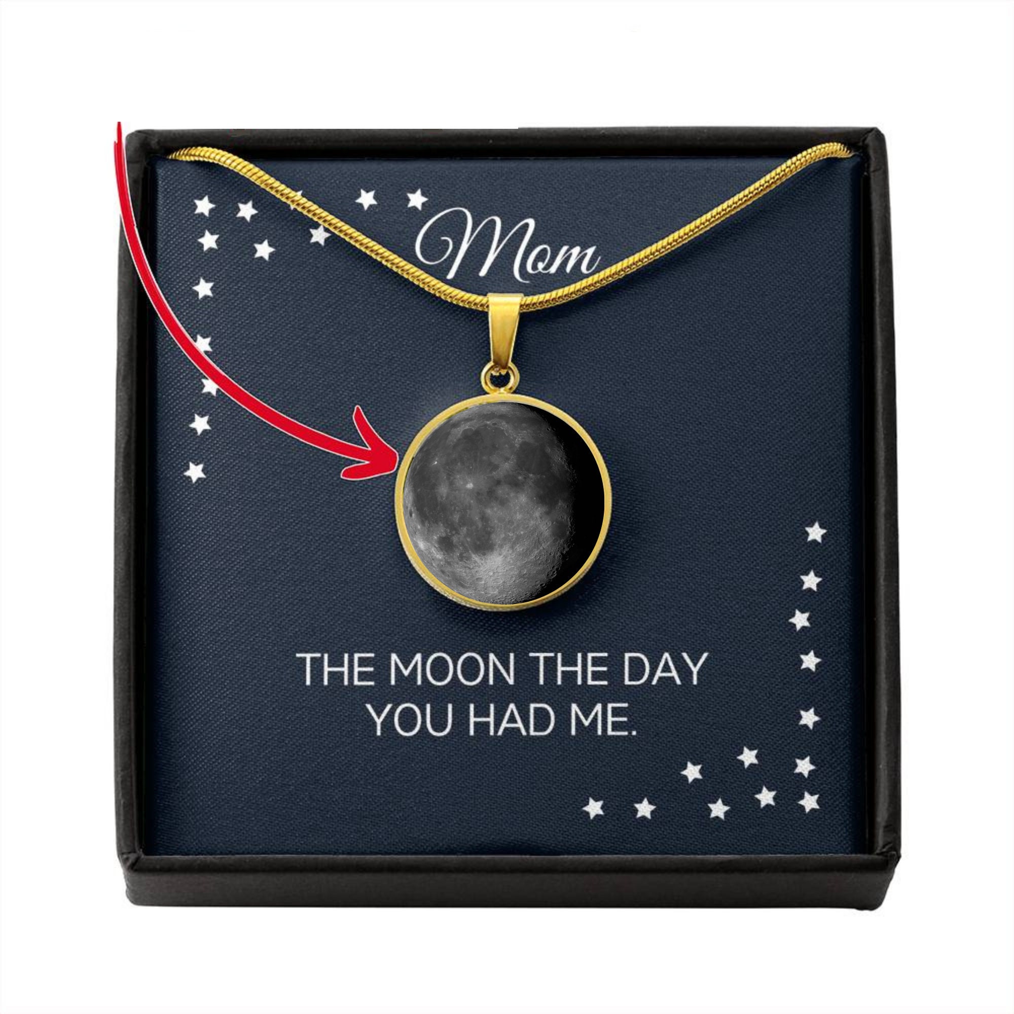 Personalized Mom Moon Phase Circle Necklace Birth Moon Jewelry Custom ...