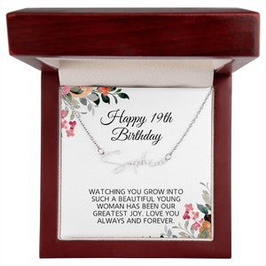 Personalized 19th Birthday Script Name Necklace From Mom Dad Custom ...