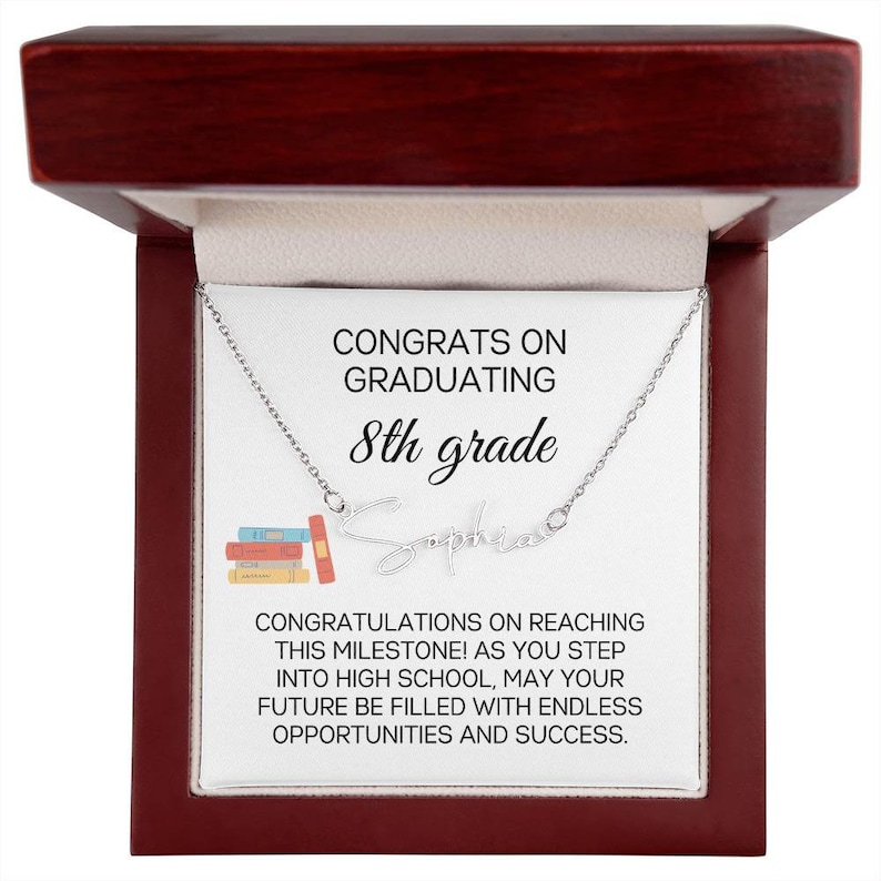 Personalized 8th Grade Graduation Script Name Necklace Custom Name ...