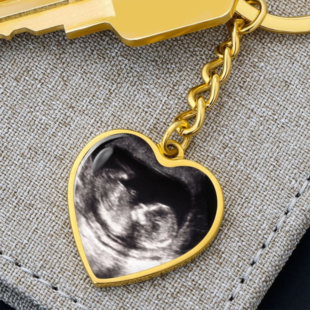 Ultrasound Heart Keychain Sonogram Gift for New Mom Baby Announcement ...