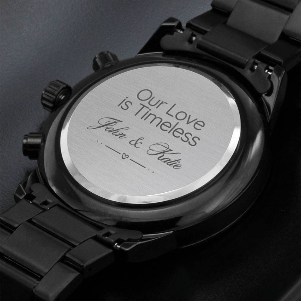 Personalized Couple Engraved Watch Custom Chronograph Watch Wedding ...