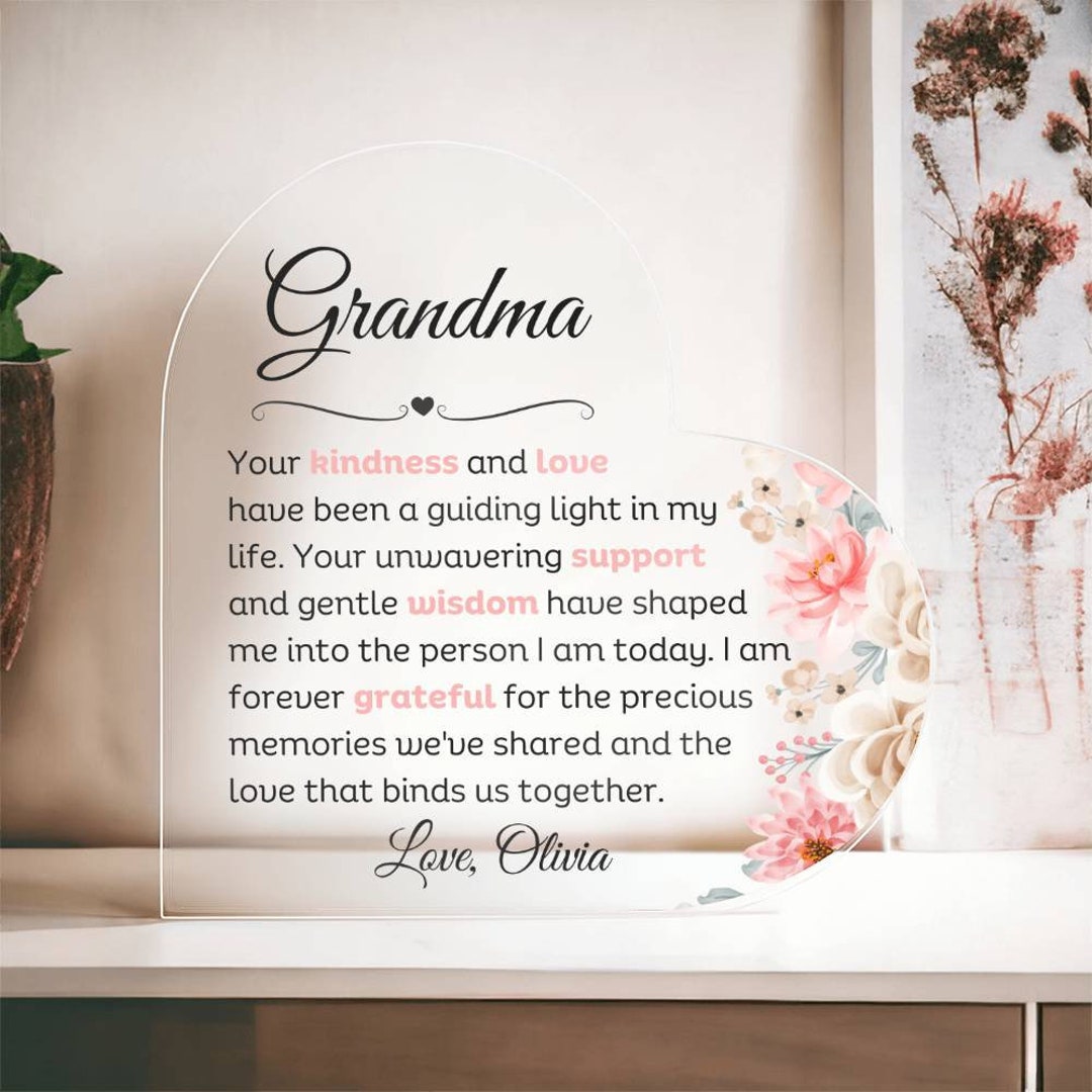 Personalized Grandma Acrylic Heart Plaque Gift From Granddaughter ...