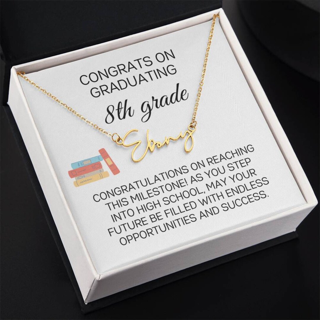 Personalized 8th Grade Graduation Script Name Necklace Custom Name ...