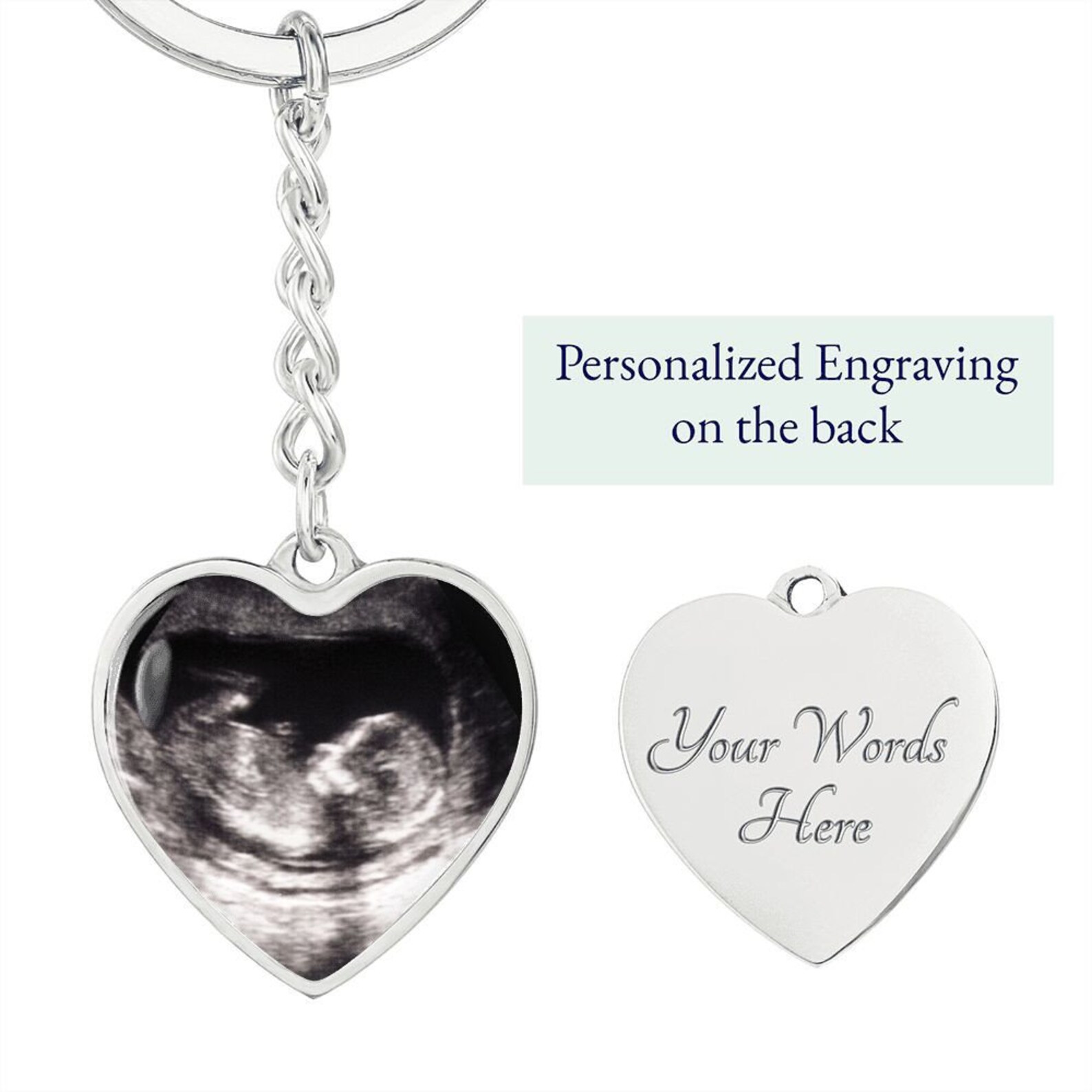 Ultrasound Heart Keychain Sonogram Gift for New Mom Baby Announcement ...