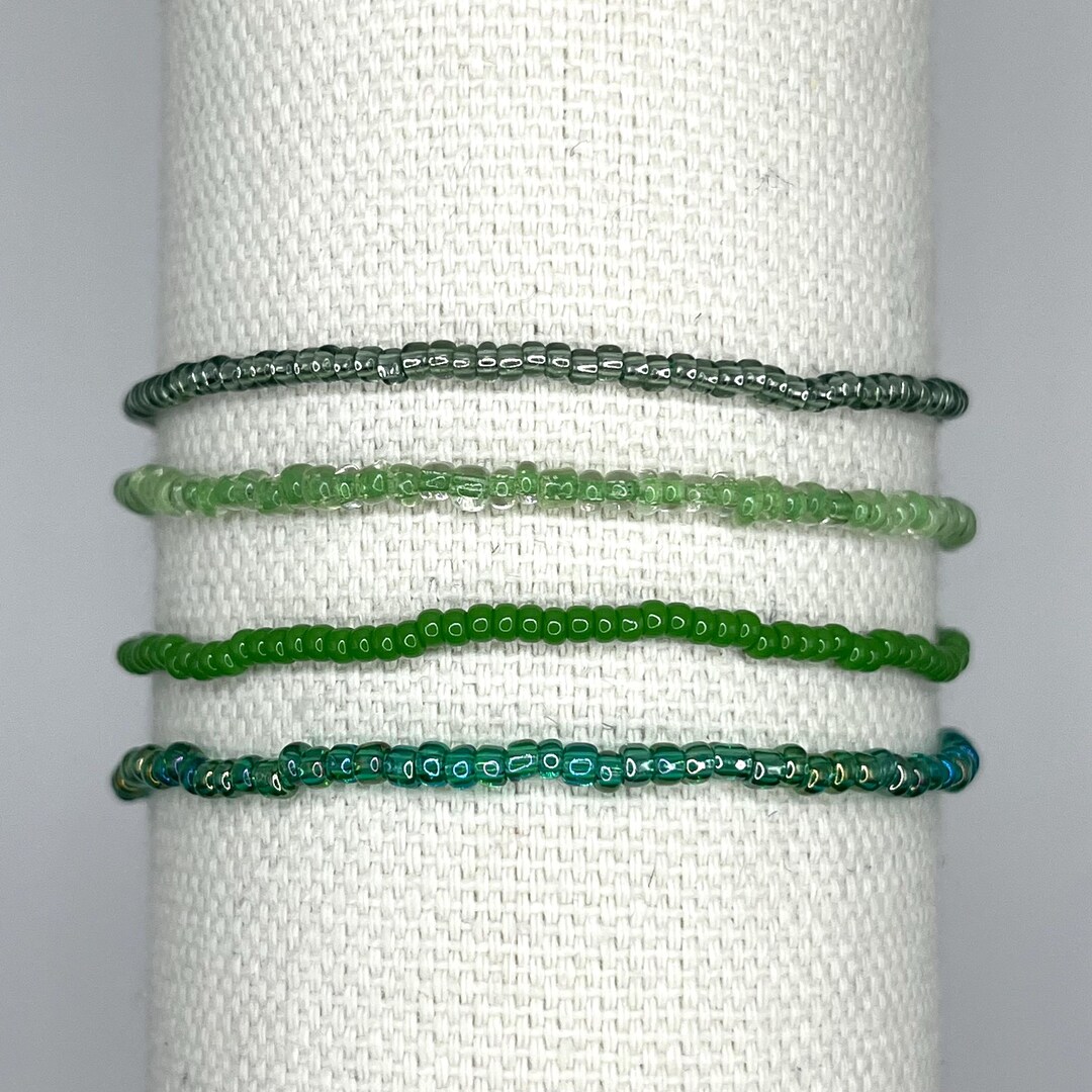 Green 2-mm Glass Seed Bead Bracelets - Etsy