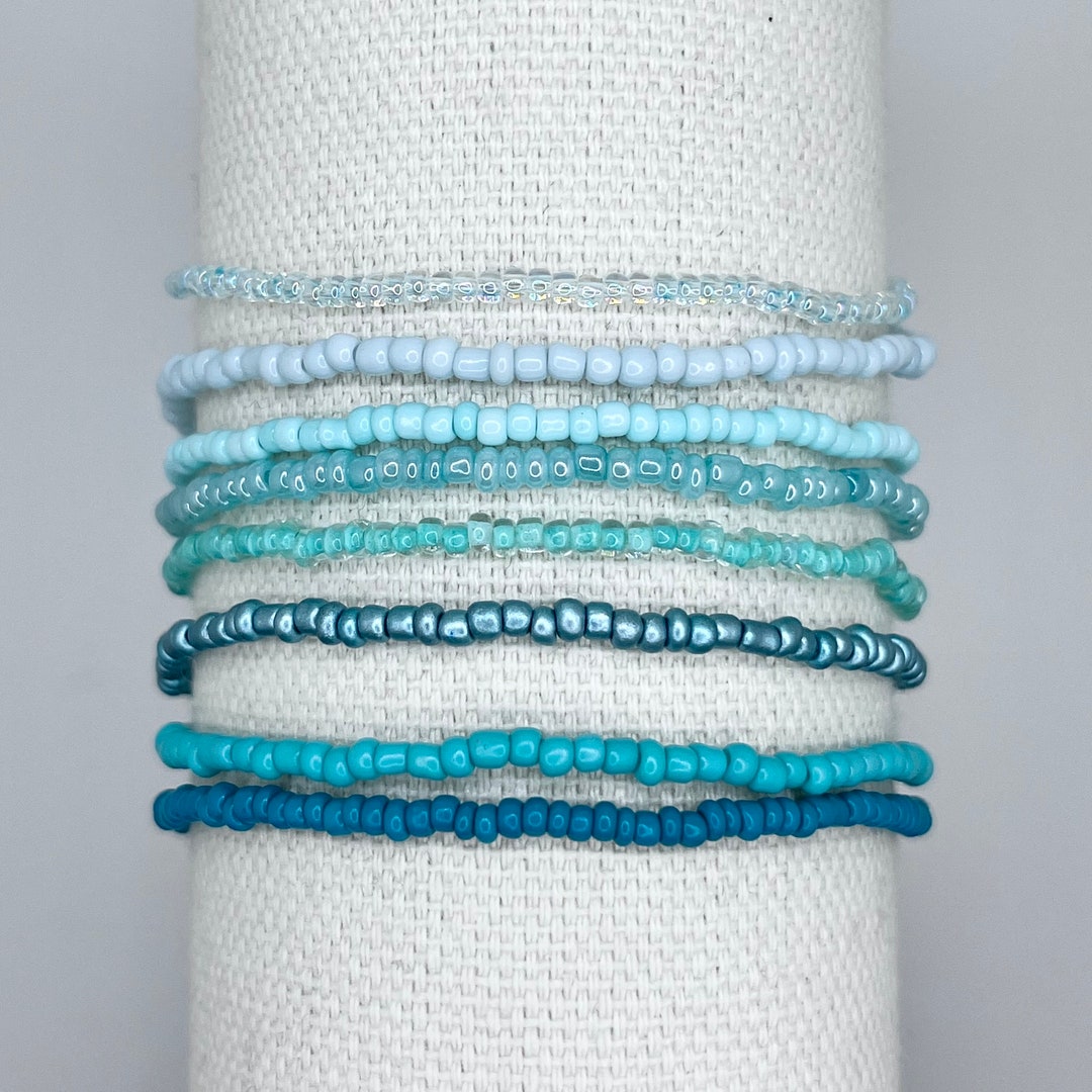 Turquoise 2-mm Glass Seed Bead Bracelets - Etsy