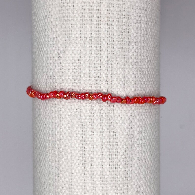 Red 2-mm Glass Seed Bead Bracelets - Etsy