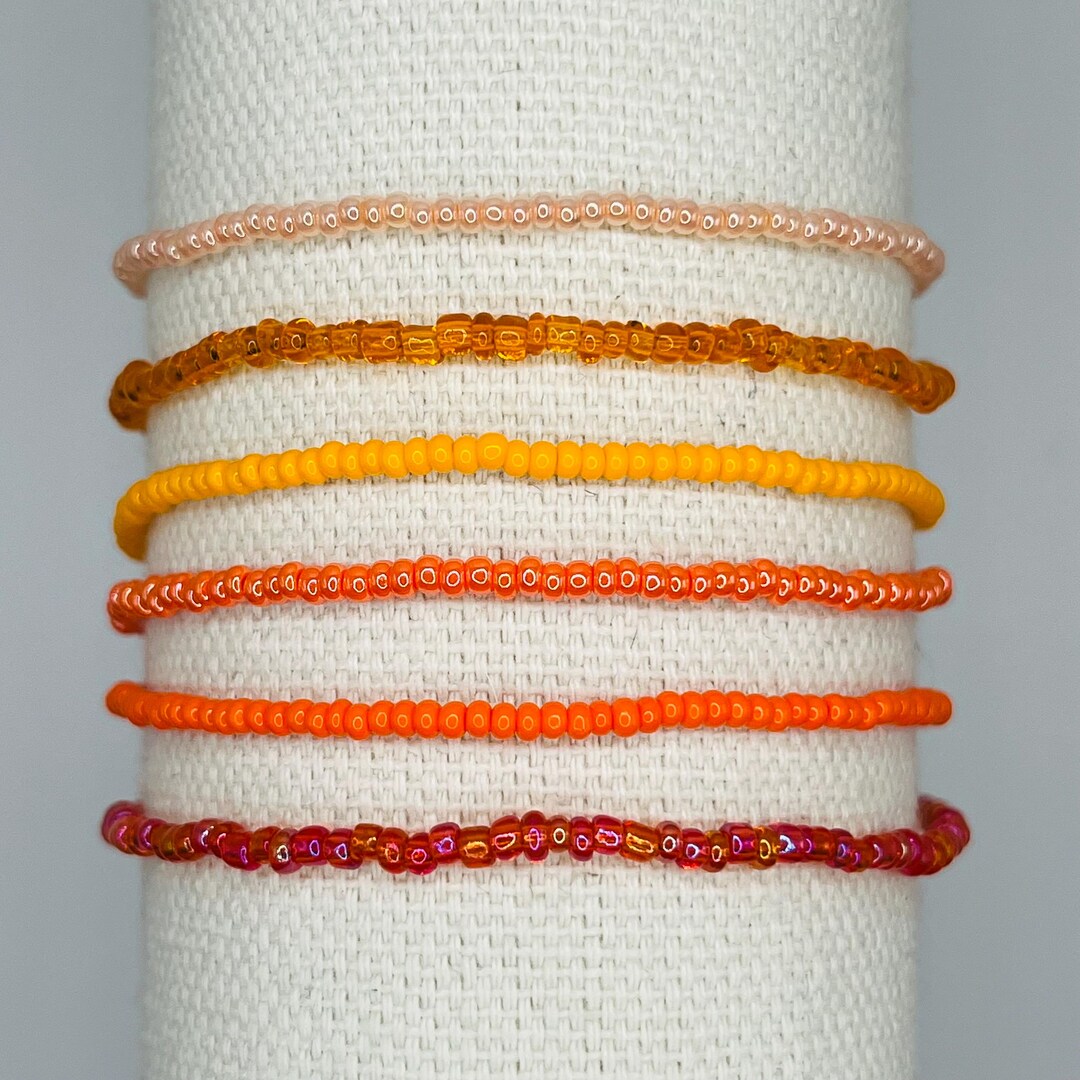 Orange 2-mm Glass Seed Bead Bracelets - Etsy