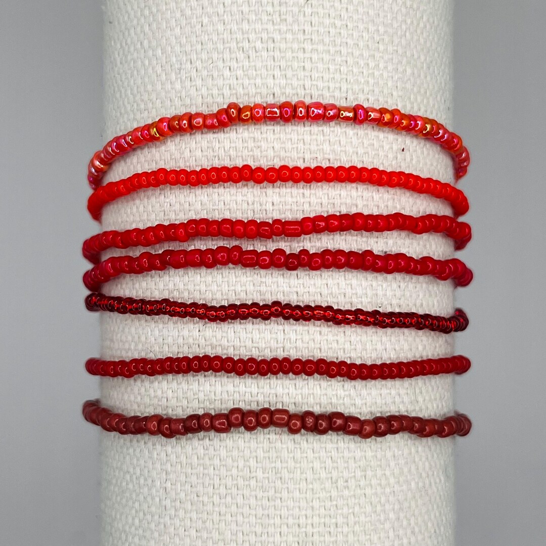 Red 2-mm Glass Seed Bead Bracelets - Etsy