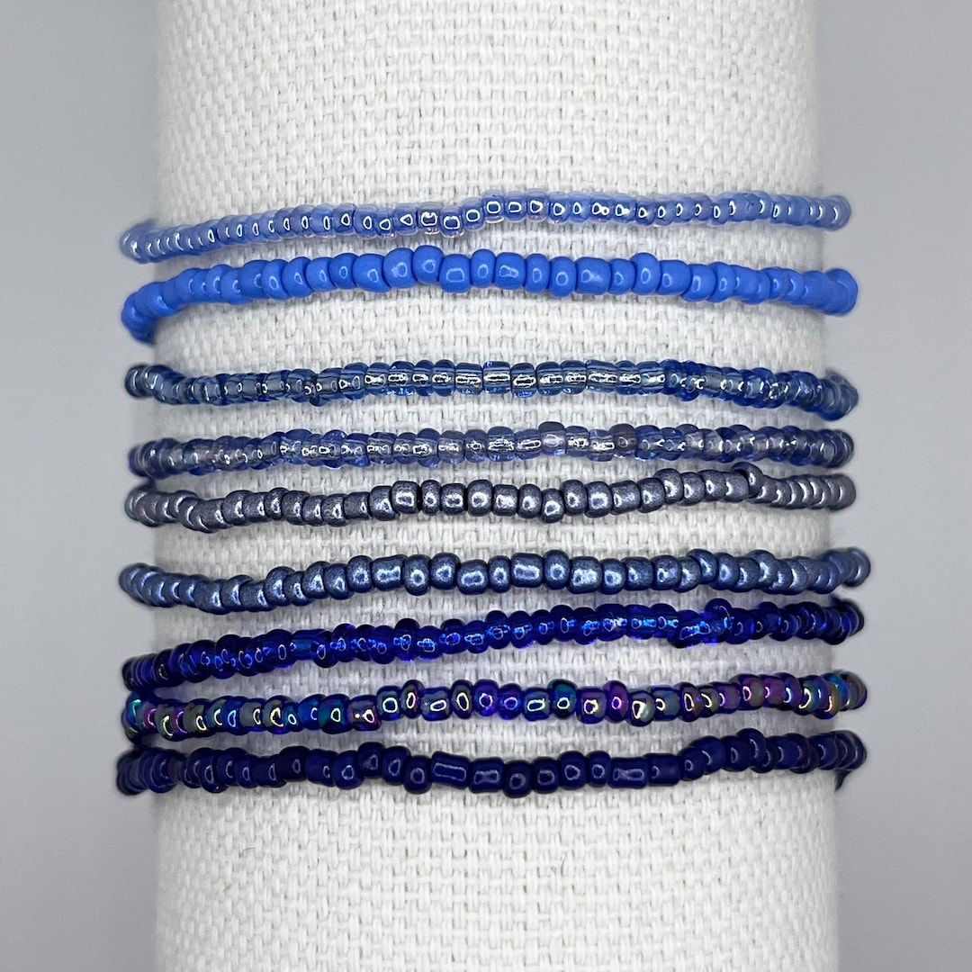 Blue 2-mm Glass Seed Bead Bracelets - Etsy