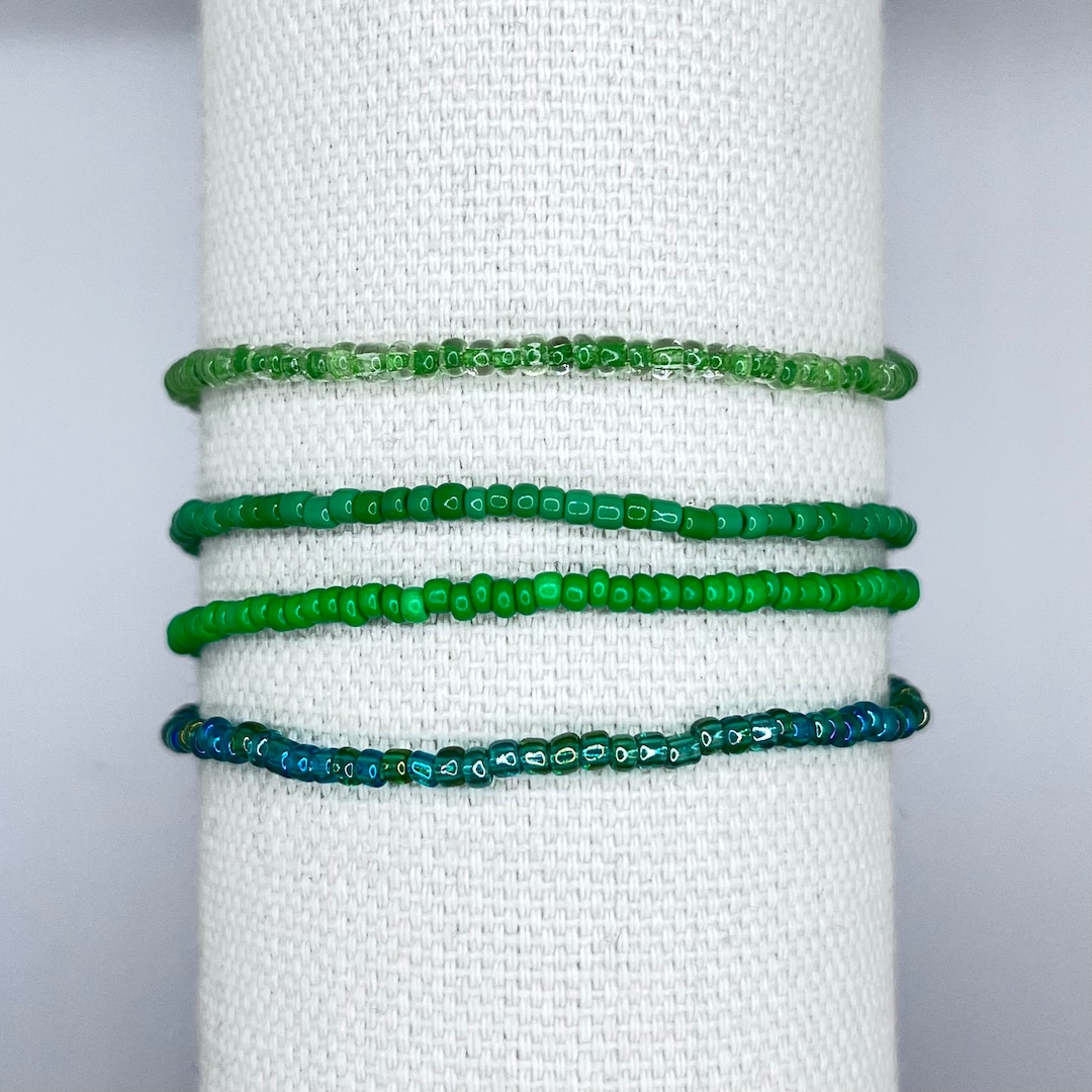 Green 2-mm Glass Seed Bead Bracelets - Etsy