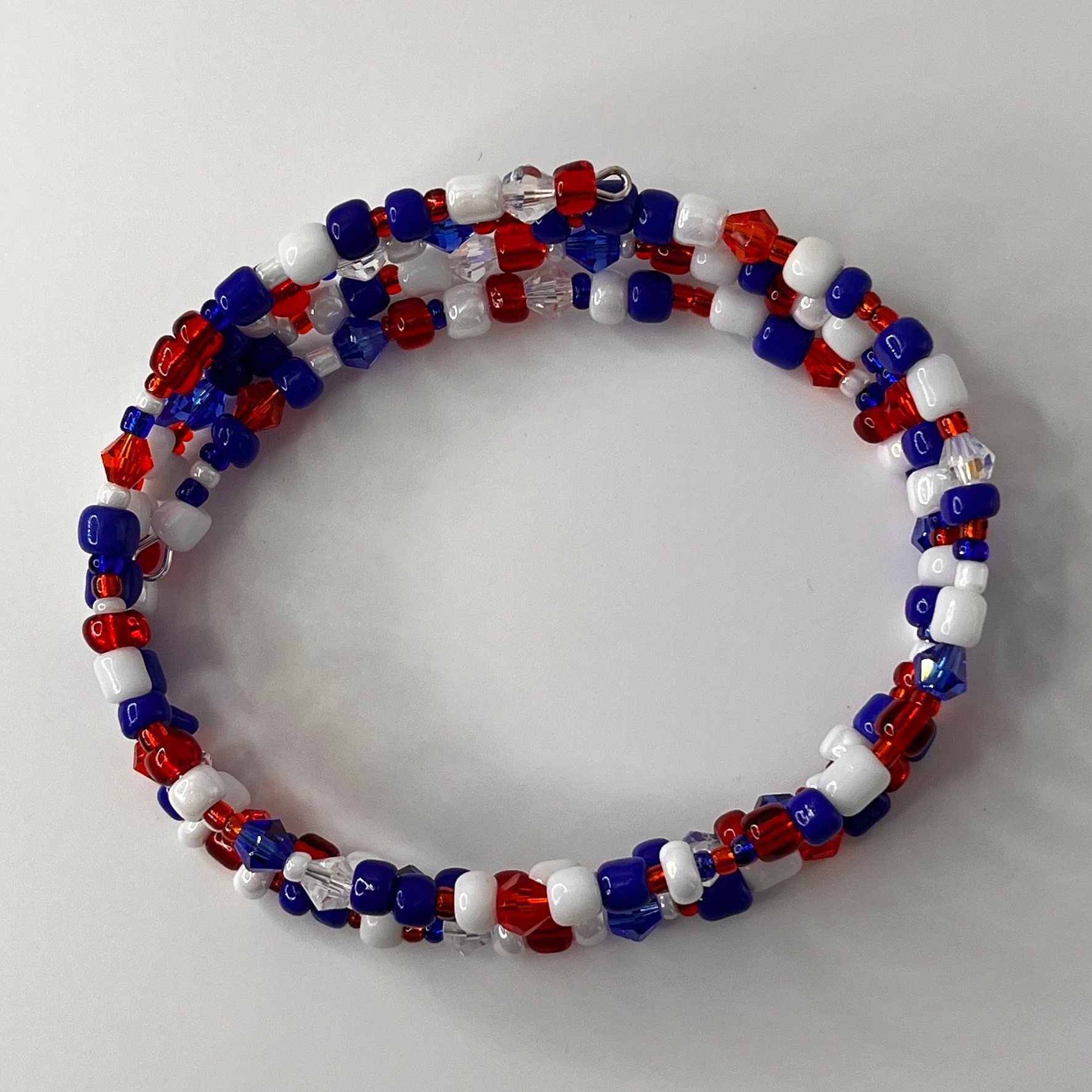 Red, White, and Blue Oval Memory Wire Bracelet - Etsy